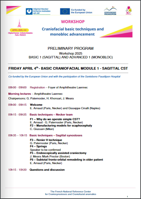 Programme Workshop 2025 - Site internet maladies rares de l'hôpital Necker